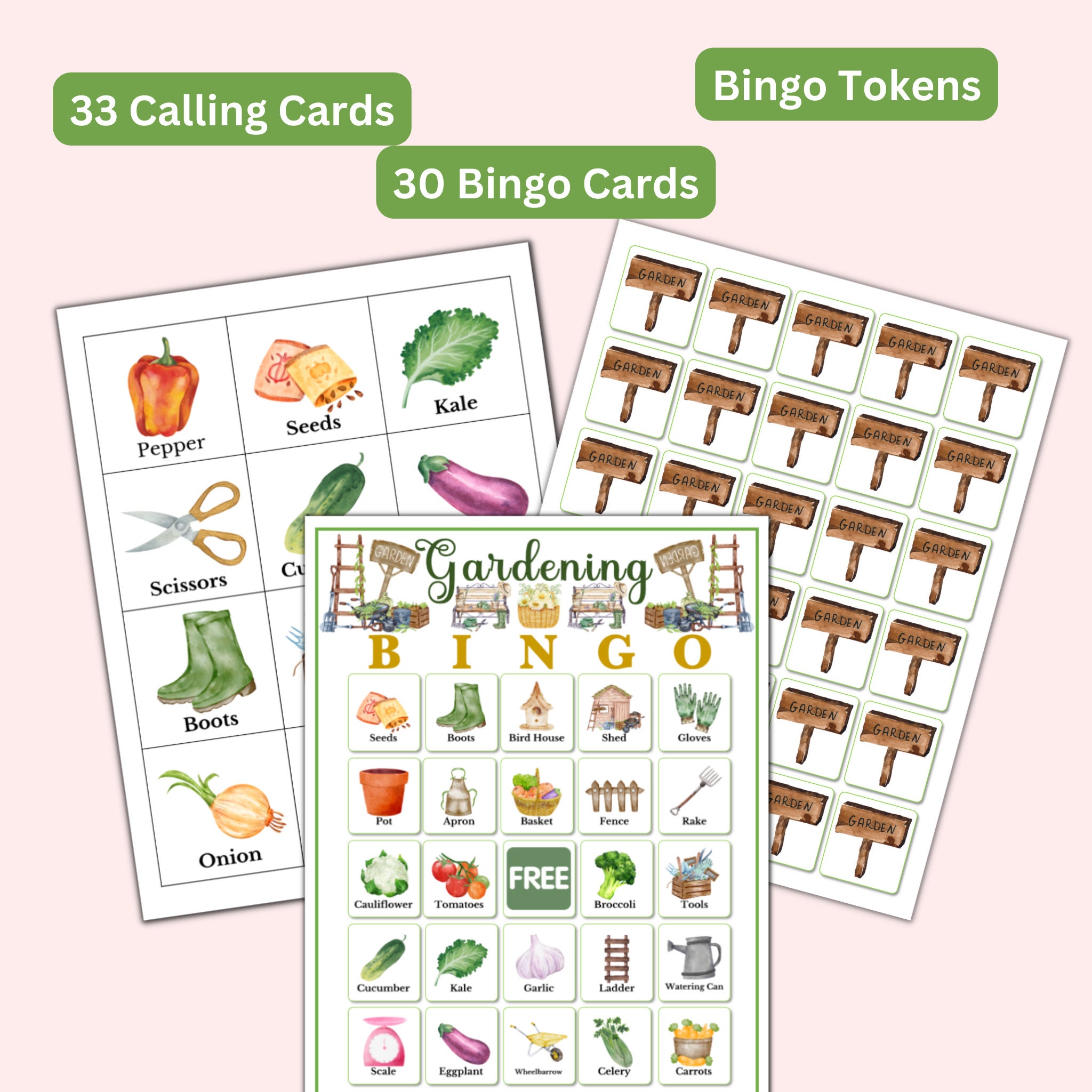 30 Unique Gardening Bingo - Printable Garden Bingo - Party Game Ideas ...