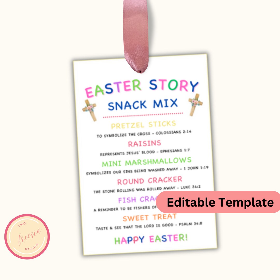 Editable Easter Story Snack Mix Printable - Treat Gift Tag - Easter ...