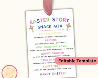 Easter Story Snack Mix Printable Easter Story Snack Treat Gift Tag ...