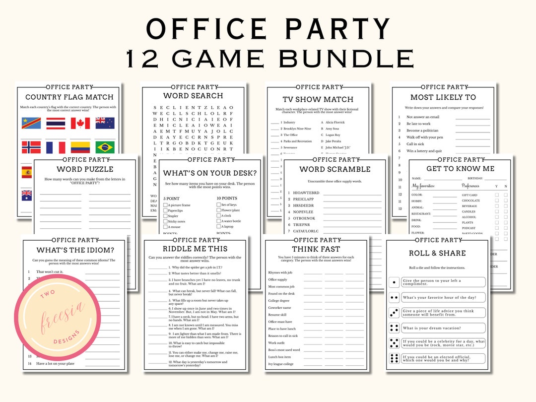 Printable Office Party Games Bundle - Work Party Games for Team ...