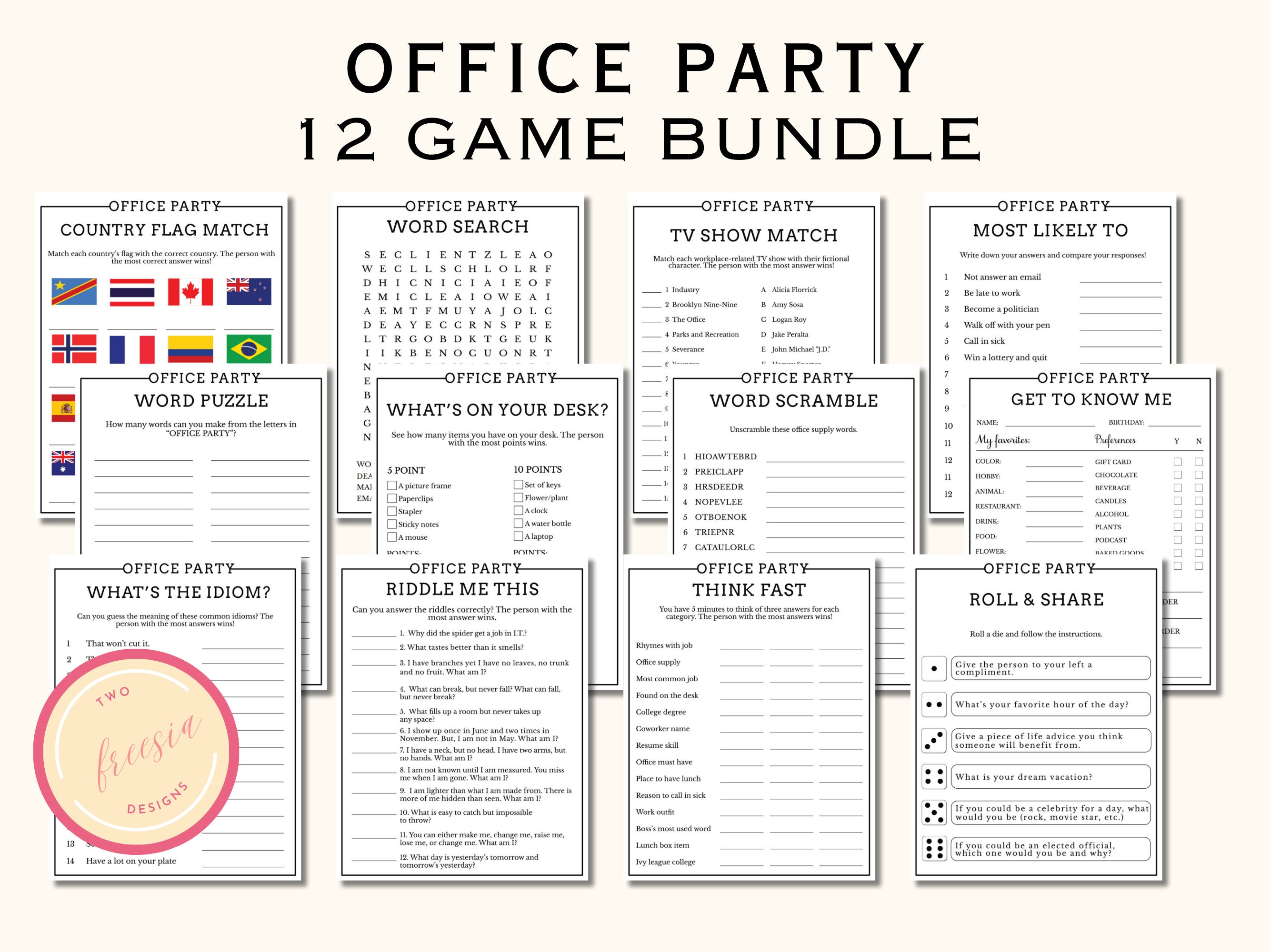 Printable Office Party Games Bundle Work Party Games for Team Building ...