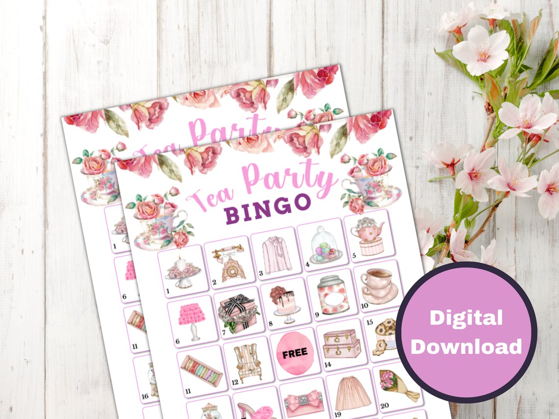 Printable Tea Party Bingo Cards 30 Unique Bingo Cards Girls - Etsy
