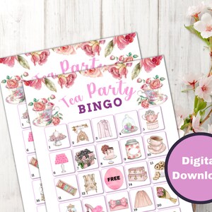 Printable Tea Party Bingo Cards - 30 Unique Bingo Cards, Girls Birthday ...