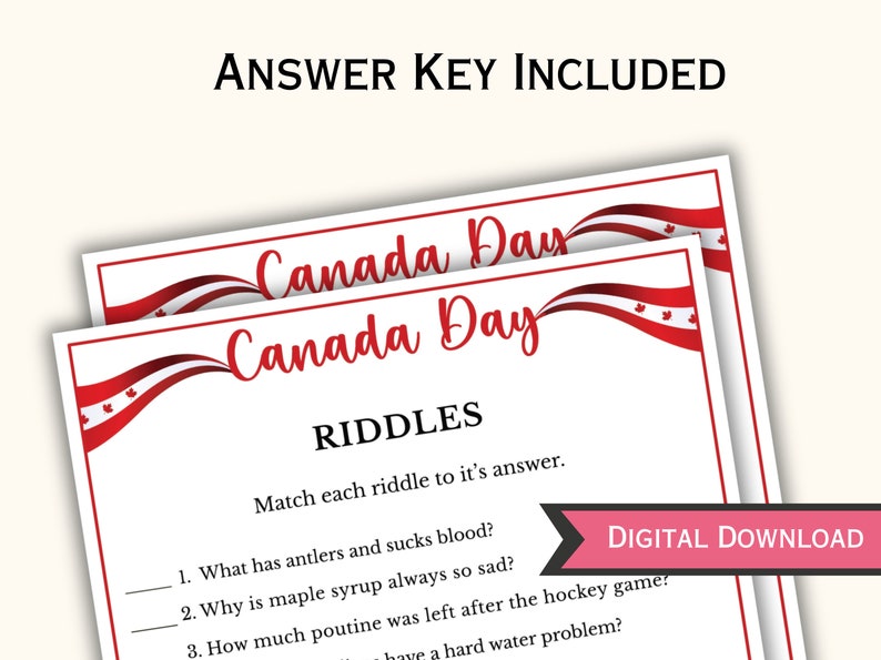 Printable Canada Day Riddles Game - Canada Day Game and Activity for ...