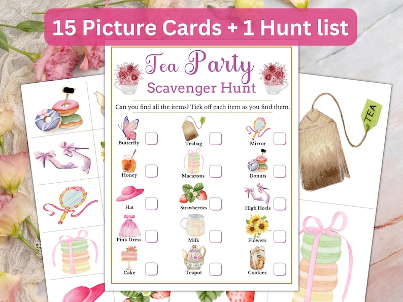 Tea Party Scavenger Hunt - Printable Tea Party Treasure Hunt for Kids ...
