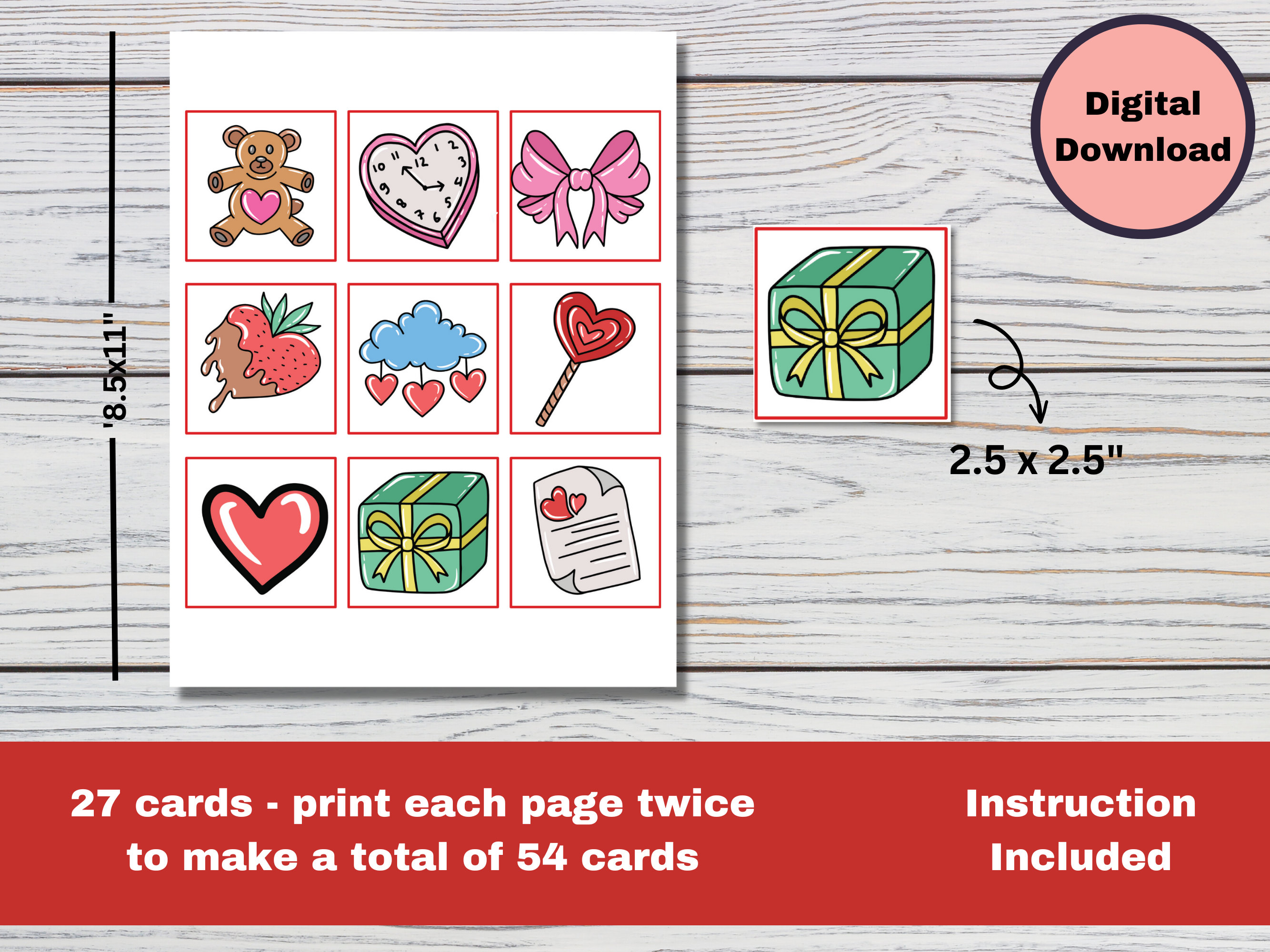 Valentine's Day Memory Game for Kids Printable Matching Game Digital ...