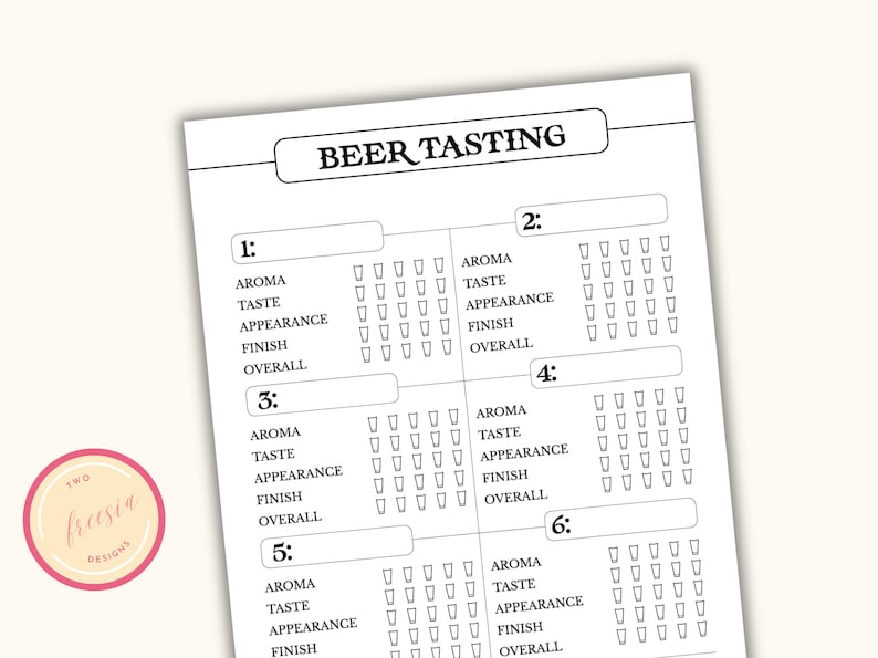 Beer Tasting Scorecard - Printable Beer Tasting Sheet for Beer Tasting Party, Guys Night ...