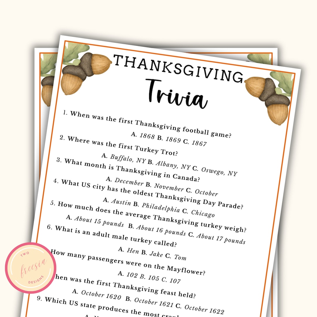 Thanksgiving Trivia Game - Thanksgiving Party Game for Kids and Adults ...