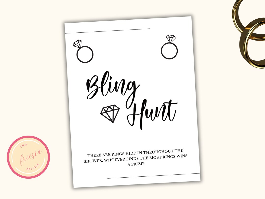 Couples Shower - Bling Hunt Sign - Ring Hunt Game - Printable Couples ...