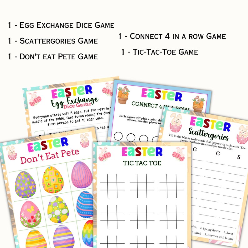 Easter Game Bundle - Easter Printable Games for Kids & Adults - Easter ...