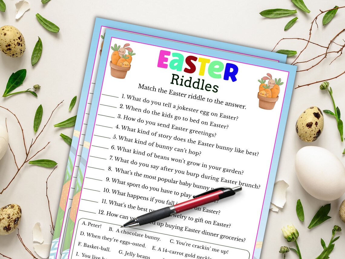 Easter Riddles Game Easter Printable Games for Kids & Adults Easter ...