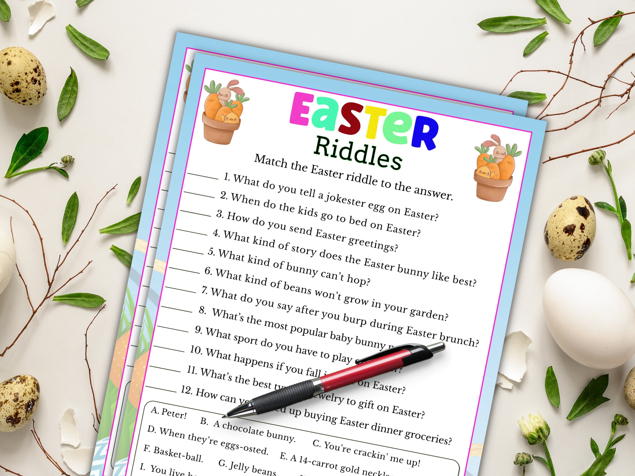 Easter Riddles Game Easter Printable Games for Kids & Adults Easter ...