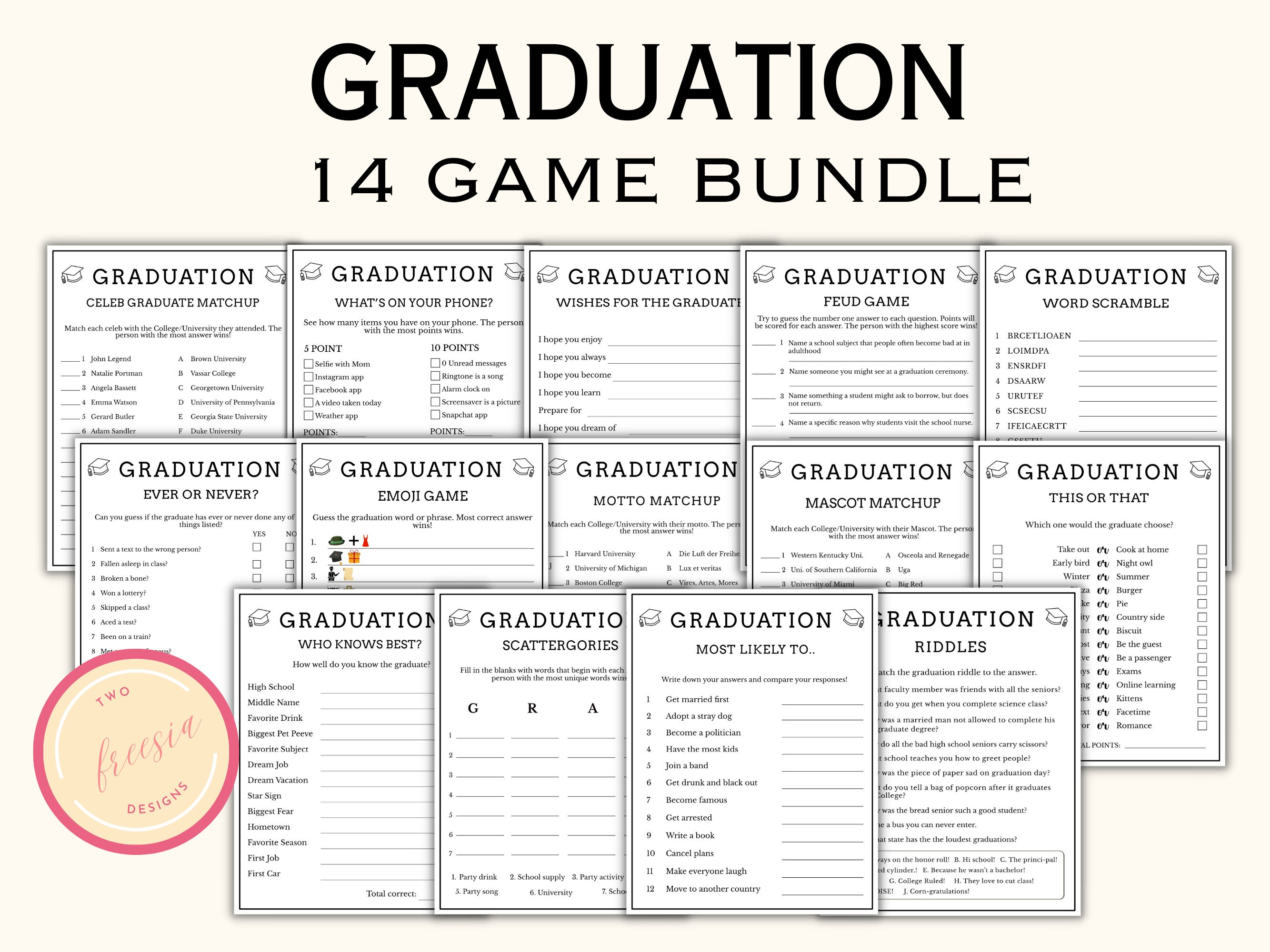 14 Printable Graduation Party Games Bundle 2024 Graduation Games Class ...