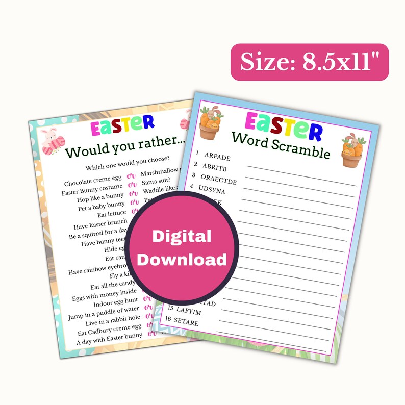 Easter Game Bundle - Easter Printable Games for Kids & Adults - Easter ...