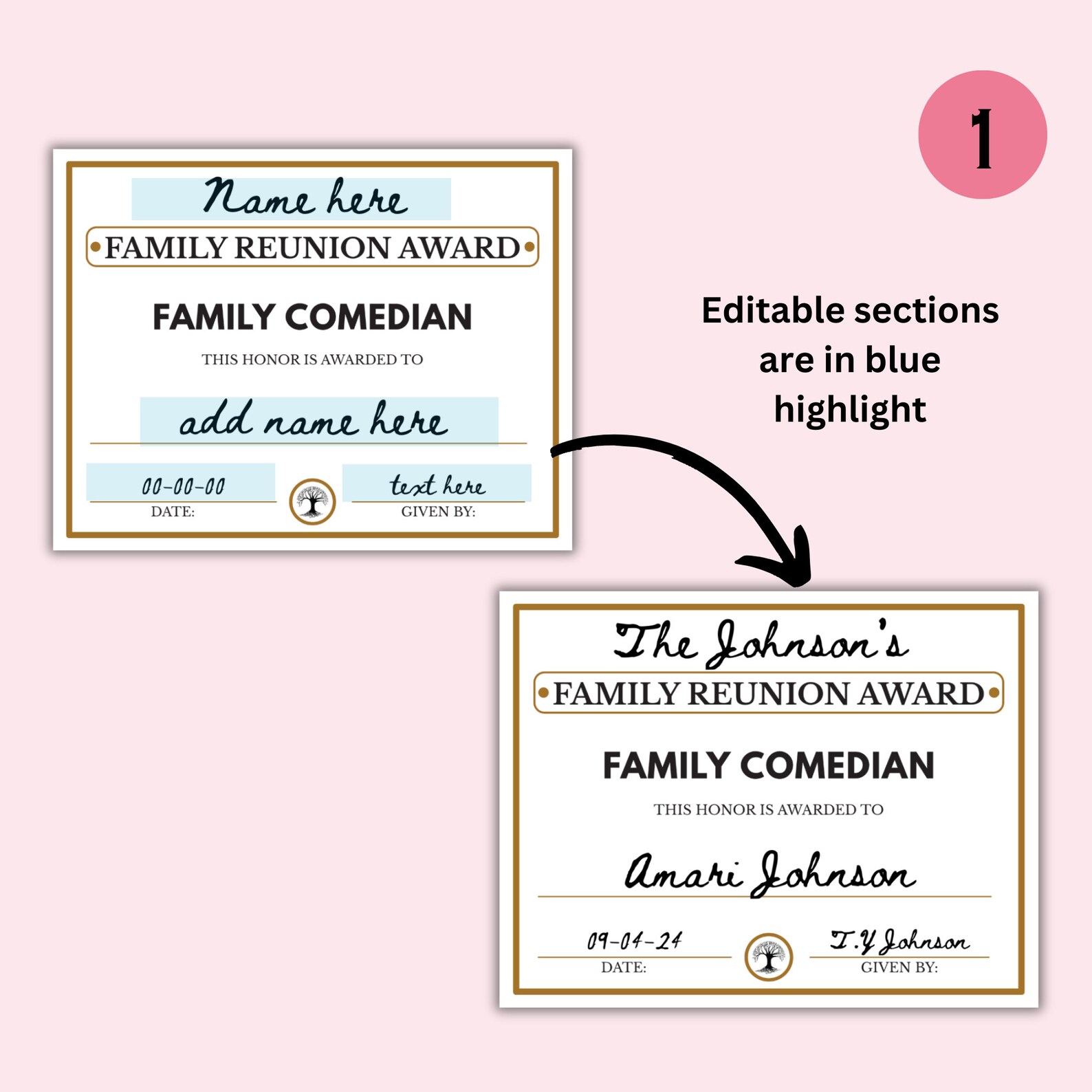 Family Reunion Award Certificates - Editable 100 Funny Family Reunion ...