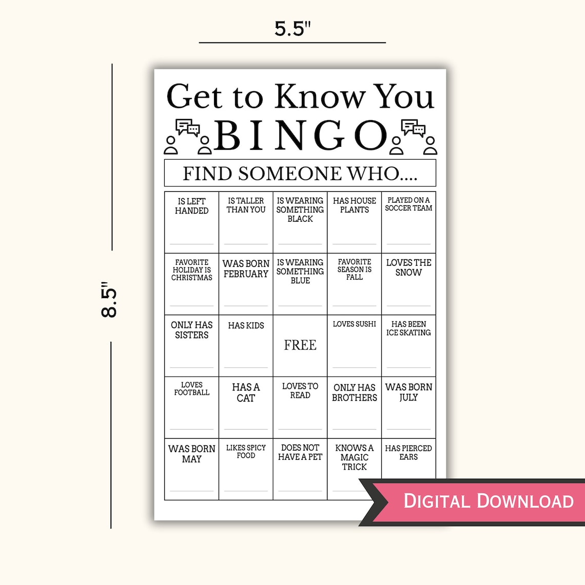 Get to Know You Bingo - Find Someone Who Bingo - Find the Guest Bingo ...