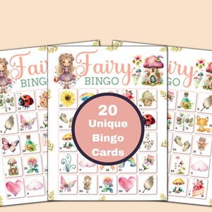 Fairy Bingo Game - Printable 20 Fairy Bingo Cards for Kids Fairy Themed ...