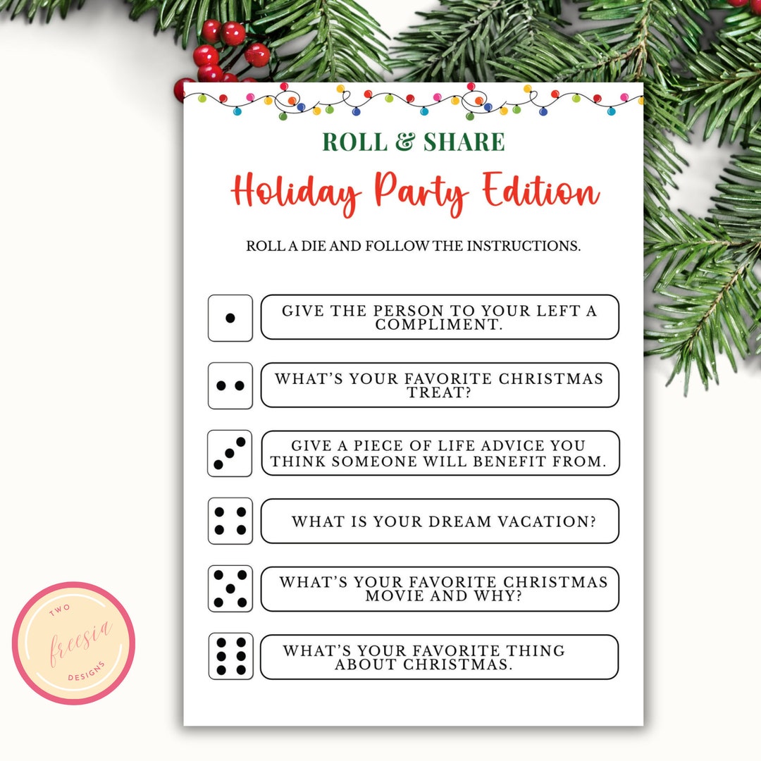 Christmas Roll and Share Dice Game - Printable Christmas Party Game for ...