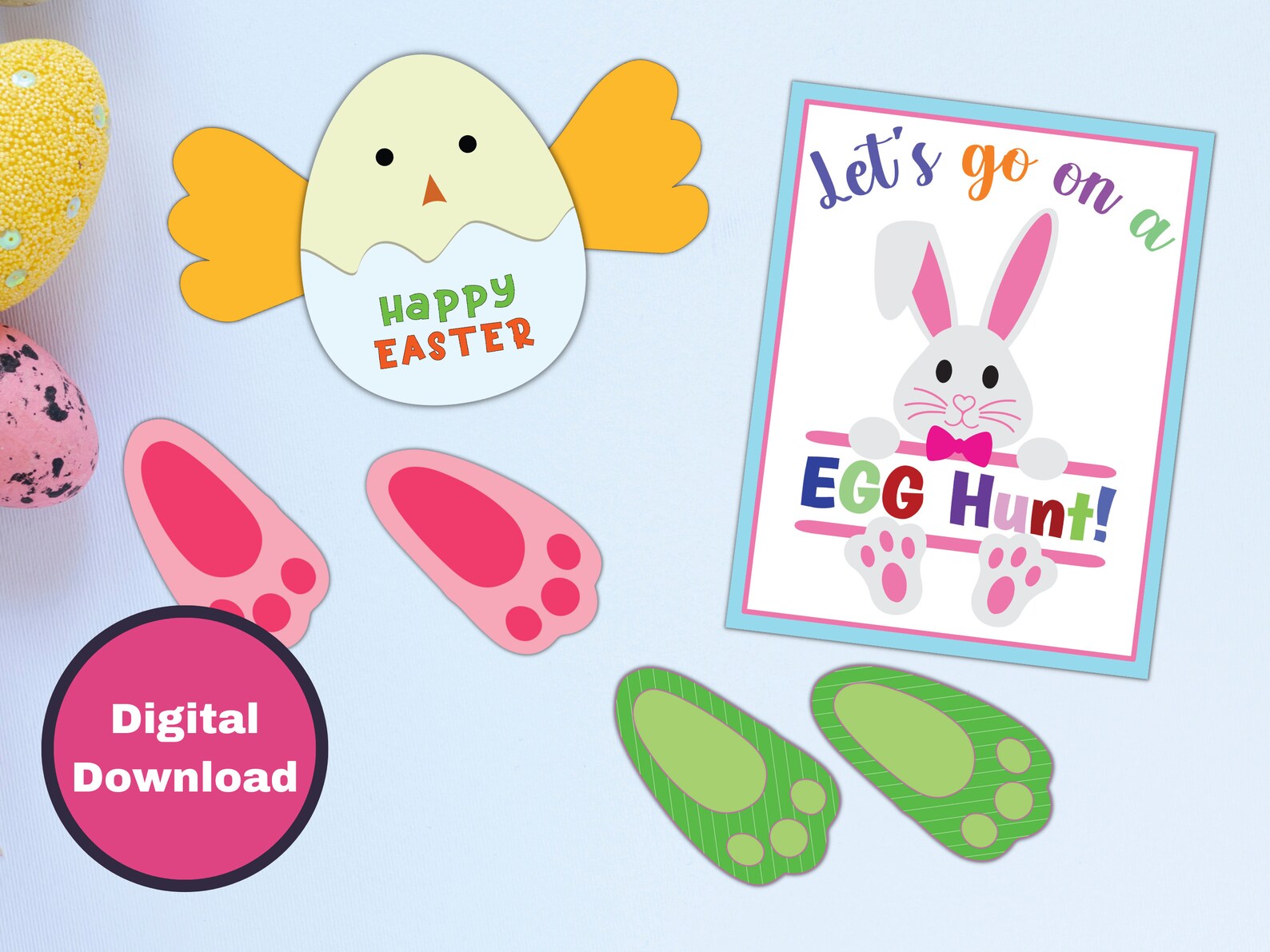Printable Easter Egg Hunt Signs Easter Bunny Party Decorations and ...