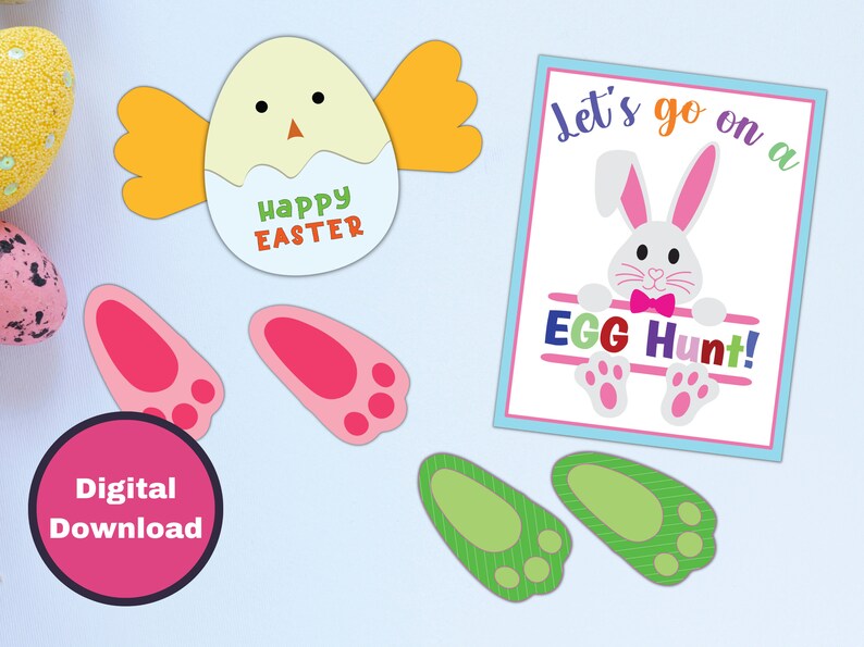 Printable Easter Egg Hunt Signs - Easter Bunny Party Decorations and ...