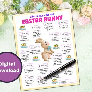 Printable Easter Party Game - Who is Like the Easter Bunny - Classroom ...