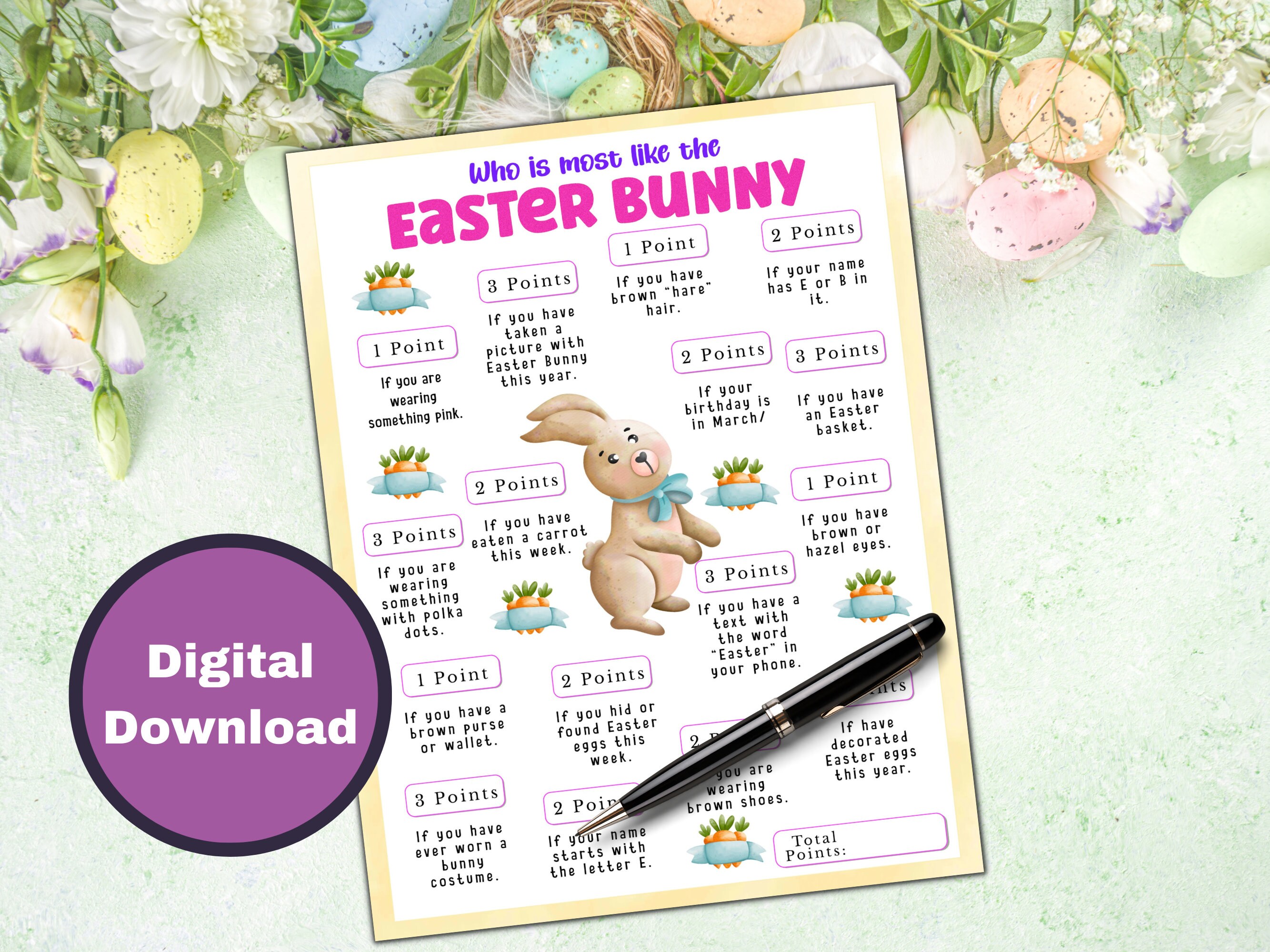 Printable Easter Party Game Who is Like the Easter Bunny Classroom ...