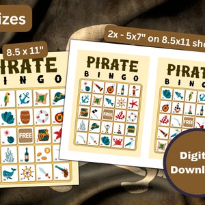 Pirate Bingo Cards - Printable Pirate Bingo Cards for Kids Birthday ...