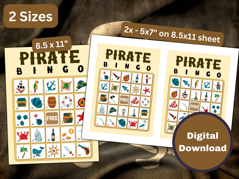 Pirate Bingo Cards Printable Pirate Bingo Cards for Kids Birthday Party ...
