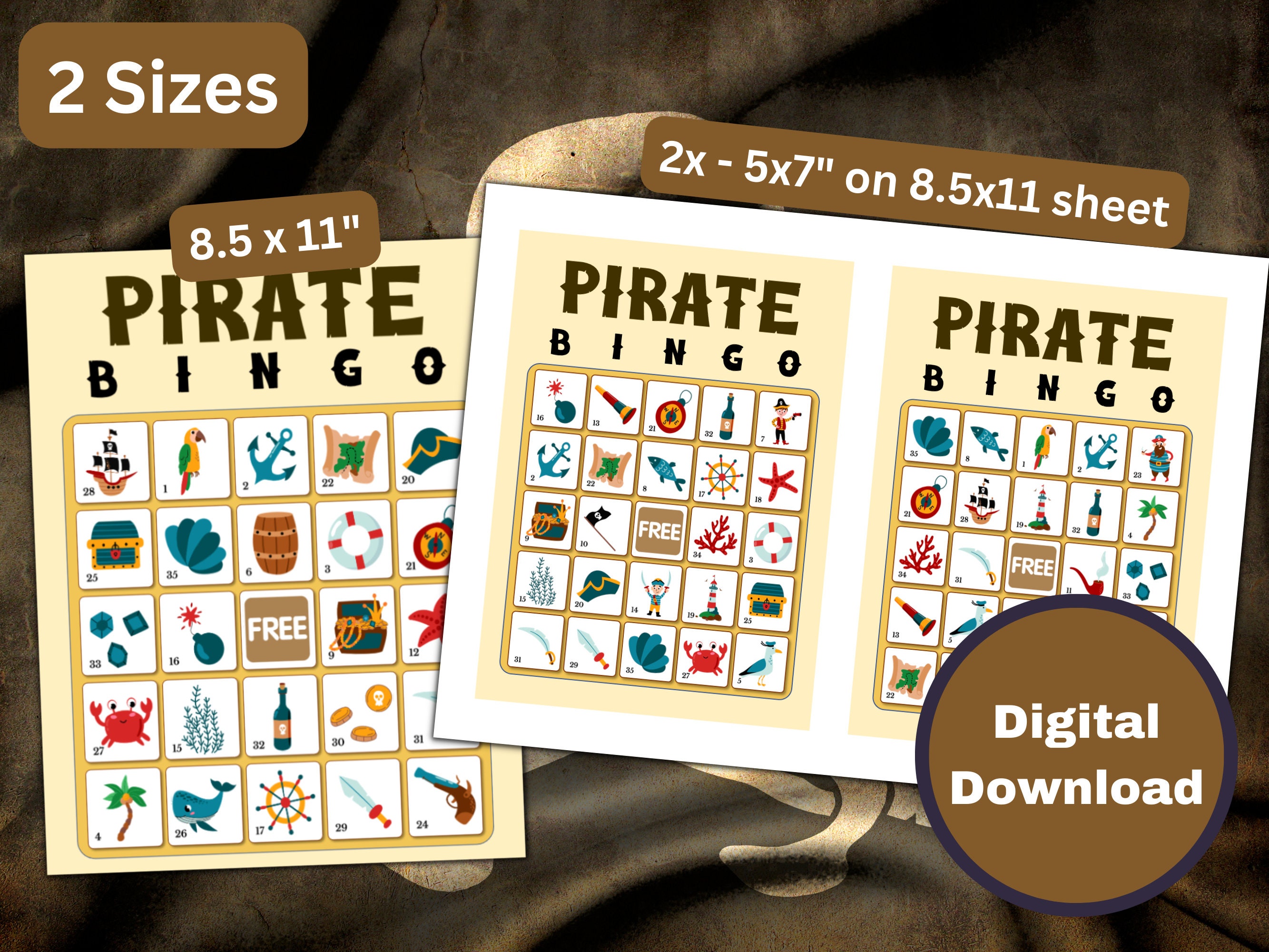 Pirate Bingo Cards Printable Pirate Bingo Cards for Kids Birthday Party ...