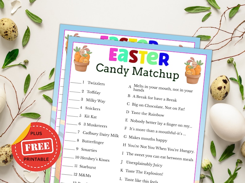 Easter Candy Matchup Game Easter Printable Games for Kids & Adults ...