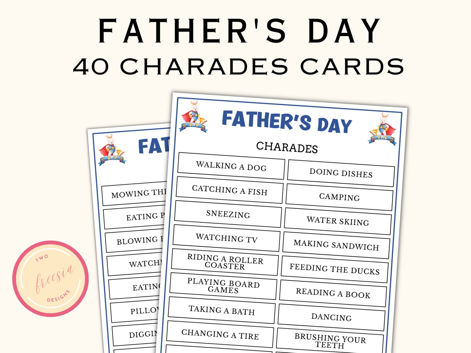 Printable Father's Day Charades Game - Family Game Night Activities for ...
