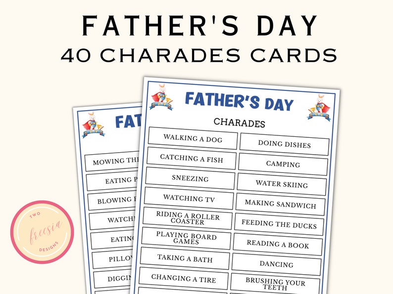Printable Father's Day Charades Game - Family Game Night Activities for ...