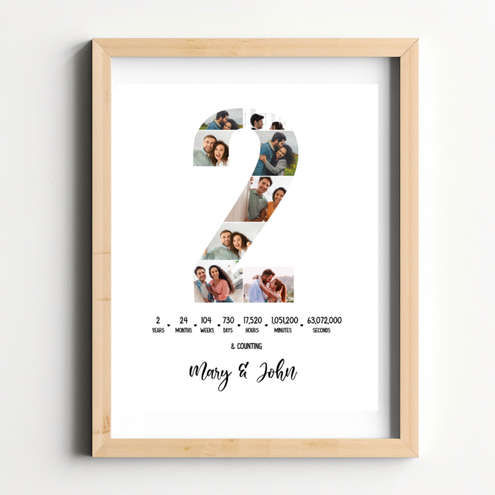Number 2 Collage for Anniversary or Birthday - 2 Year Gift for ...
