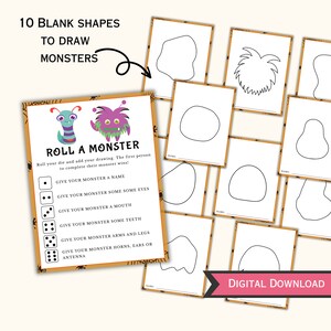Roll a Monster Game - Printable Halloween Party Game for Kids ...