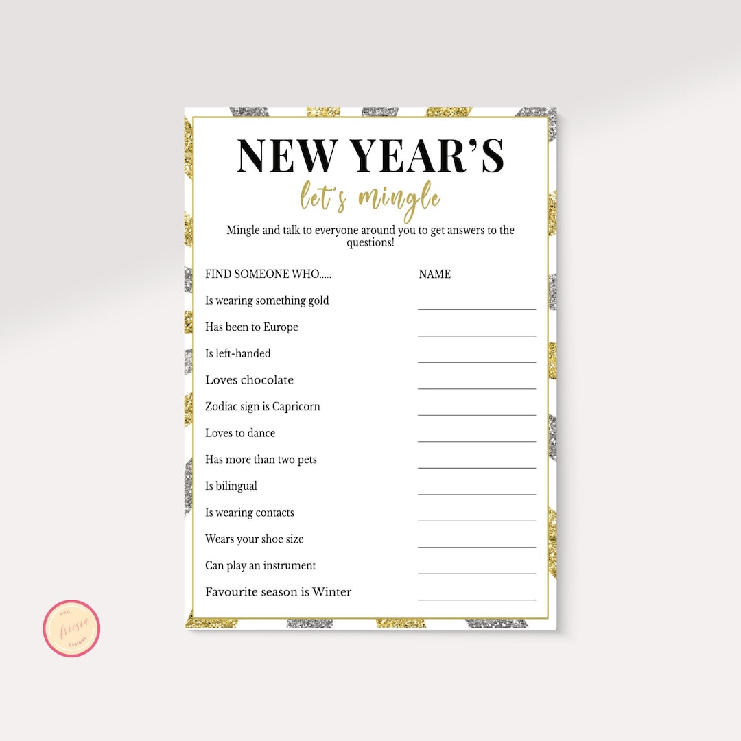 New Years Let's Mingle Game, Printable New Years Party Game for Kids and Adults, Digital ...