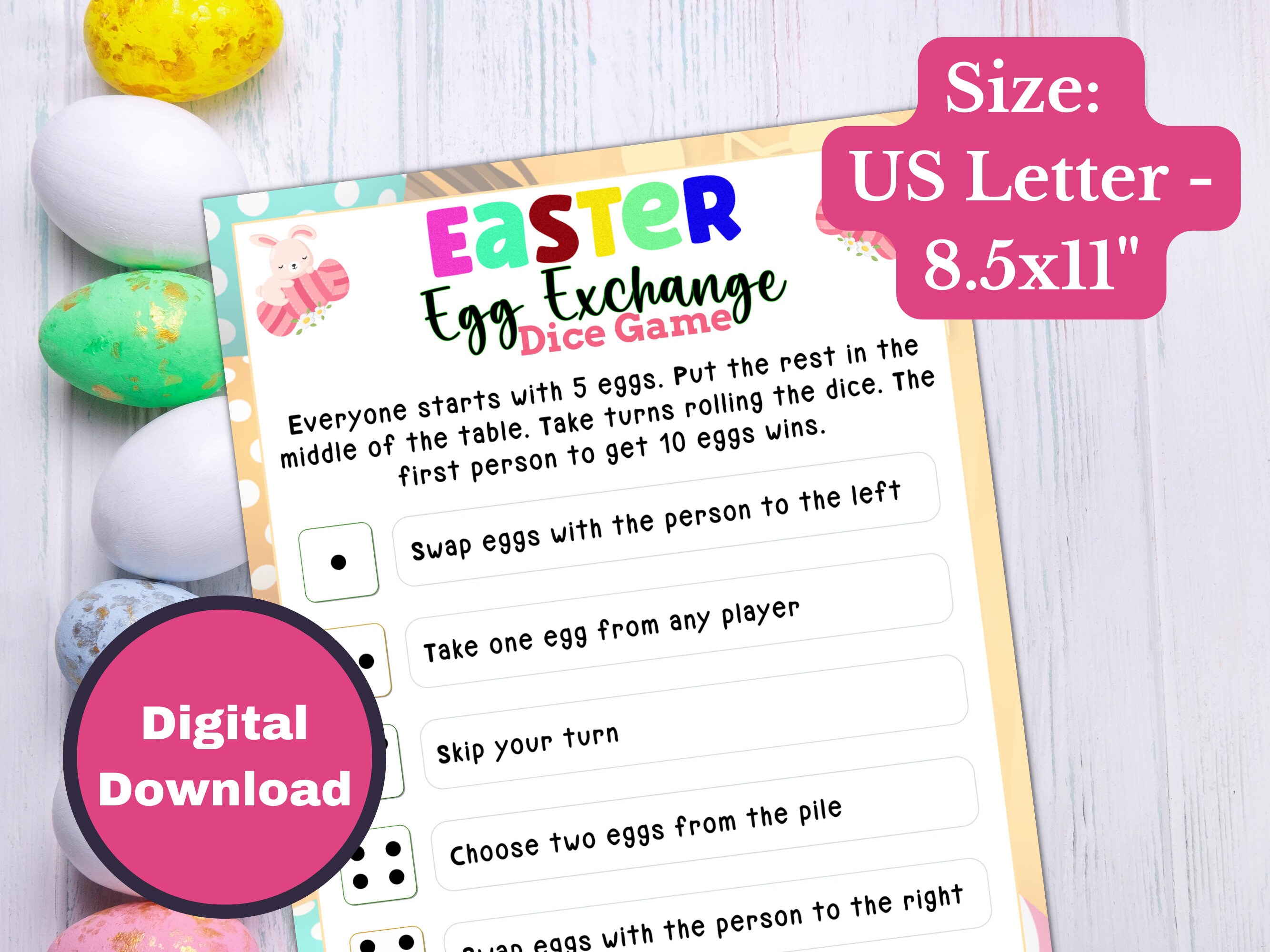 Easter Egg Exchange Dice Game - Easter Printable Games for Kids ...