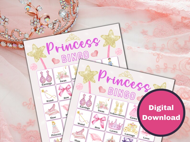 Princess Bingo Game Printable Princess Bingo for Girls Birthday, Brunch ...
