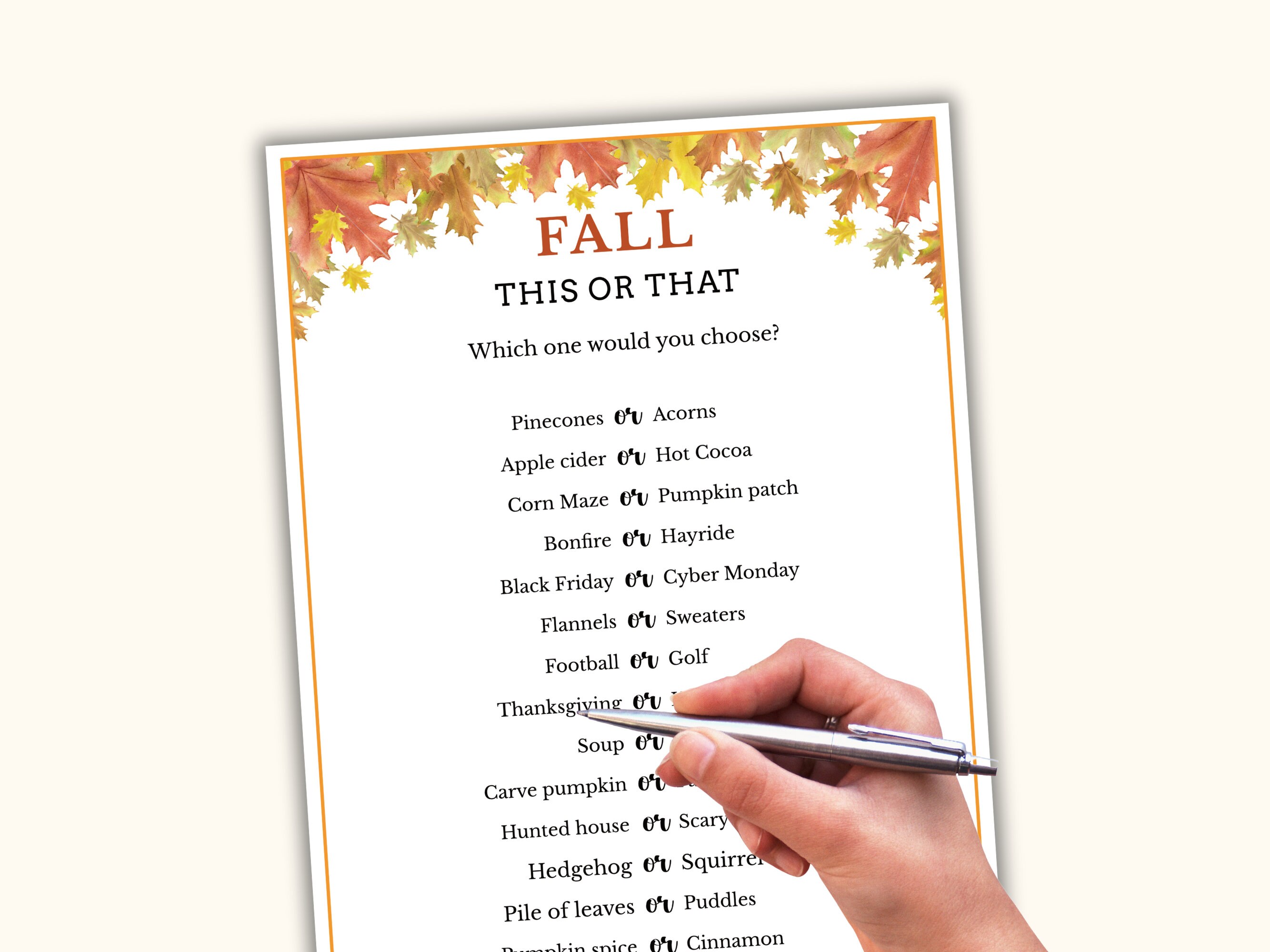 Fall This or That Game - Printable Autumn Game - Fun Fall Time ...