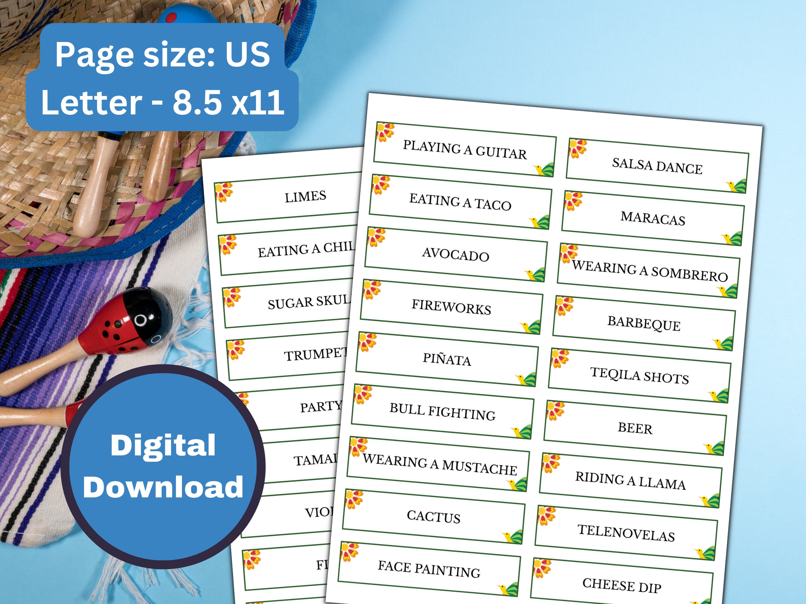 Cinco De Mayo Games Charades Game Mexican Fiesta Game for - Etsy