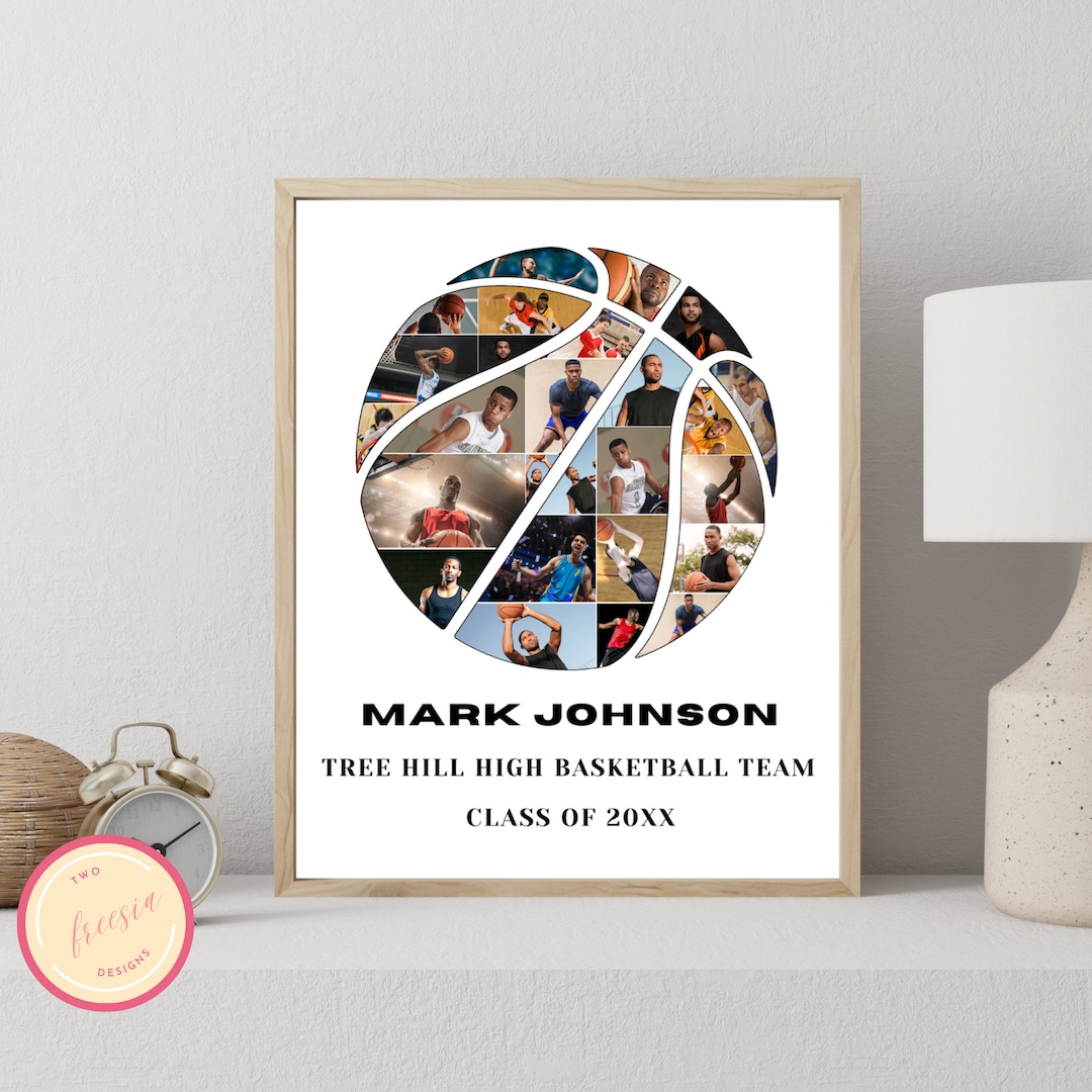 Printable Custom Basketball Photo Collage - Editable Coach Gift ...