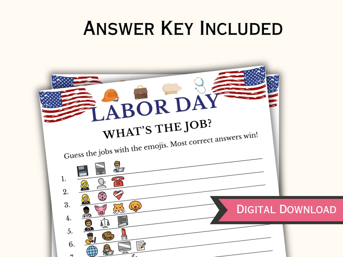 Labor Day Emoji Pictionary Game - Printable Labor Day Party Activity ...