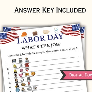 Labor Day Emoji Pictionary Game - Printable Labor Day Party Activity ...