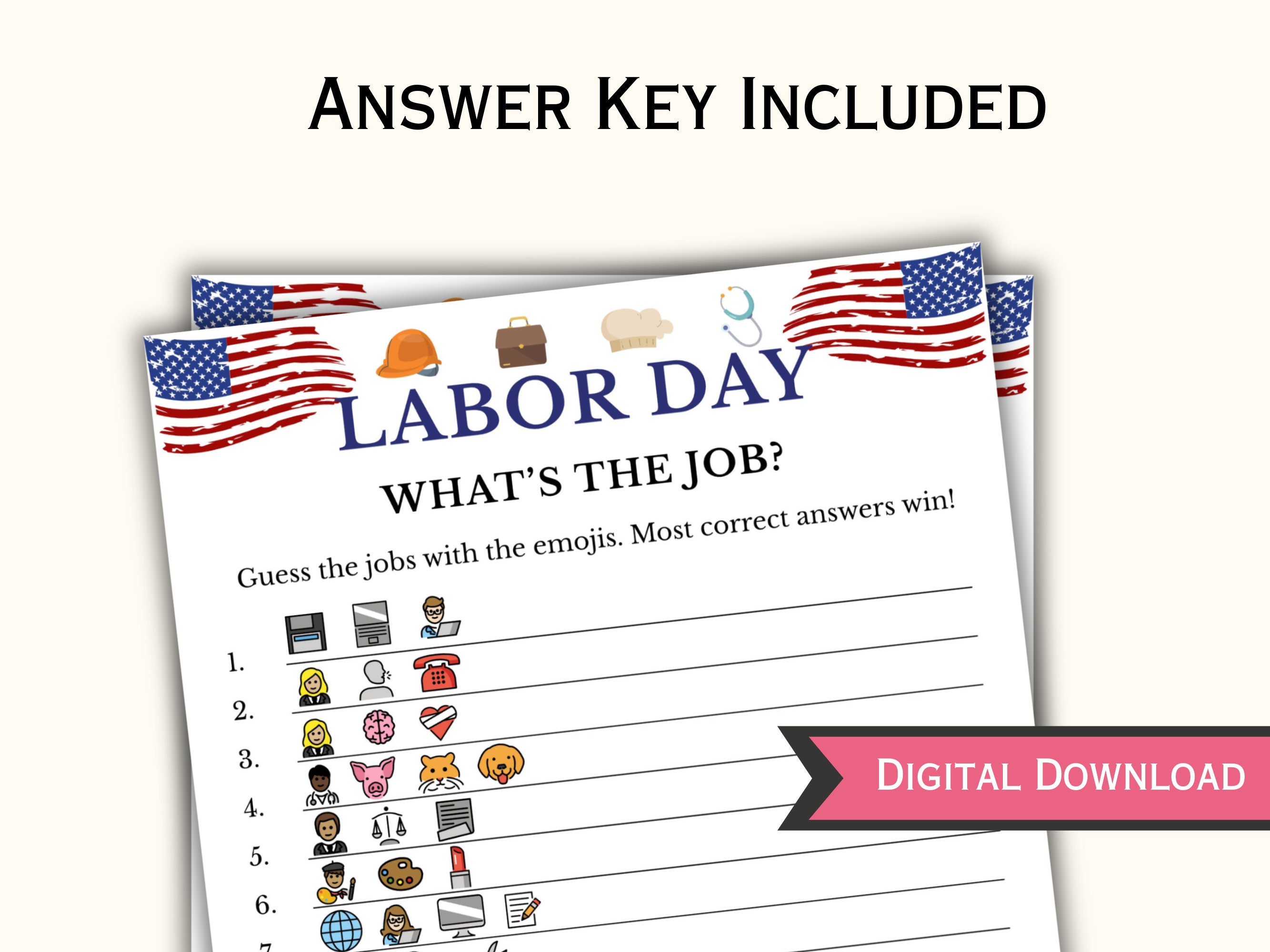 Labor Day Emoji Pictionary Game - Printable Labor Day Party Activity ...