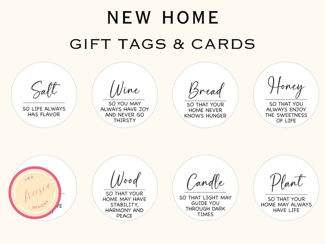 Printable New Home Tags and Cards - Traditional Housewarming Gift ...