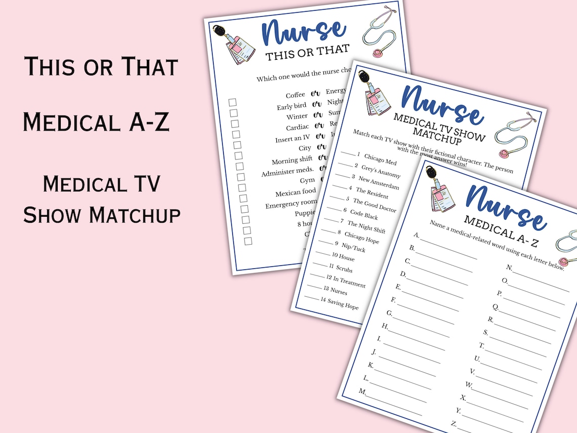 6 Printable Nurse Graduation Game Bundle - Nursing School Graduation ...