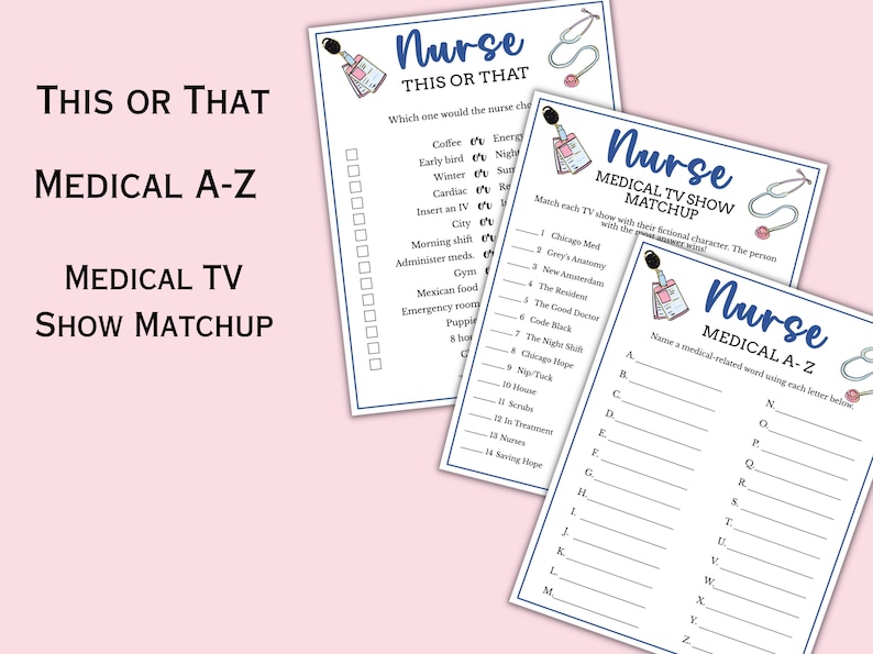 6 Printable Nurse Graduation Game Bundle - Nursing School Graduation Party Games - Nurse ...