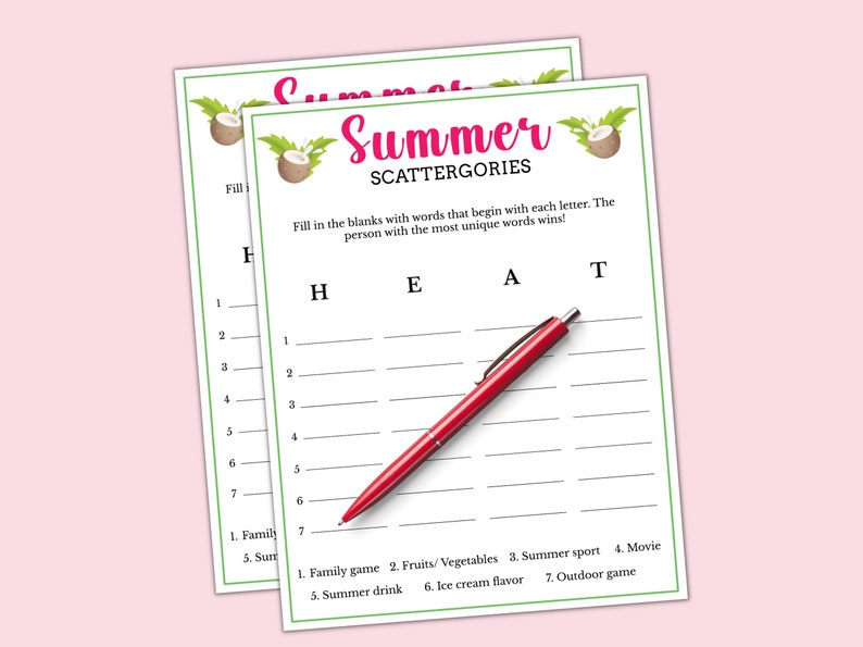 12 Printable Summer Game Bundle for Kids and Adults - Beach, Pool Party ...