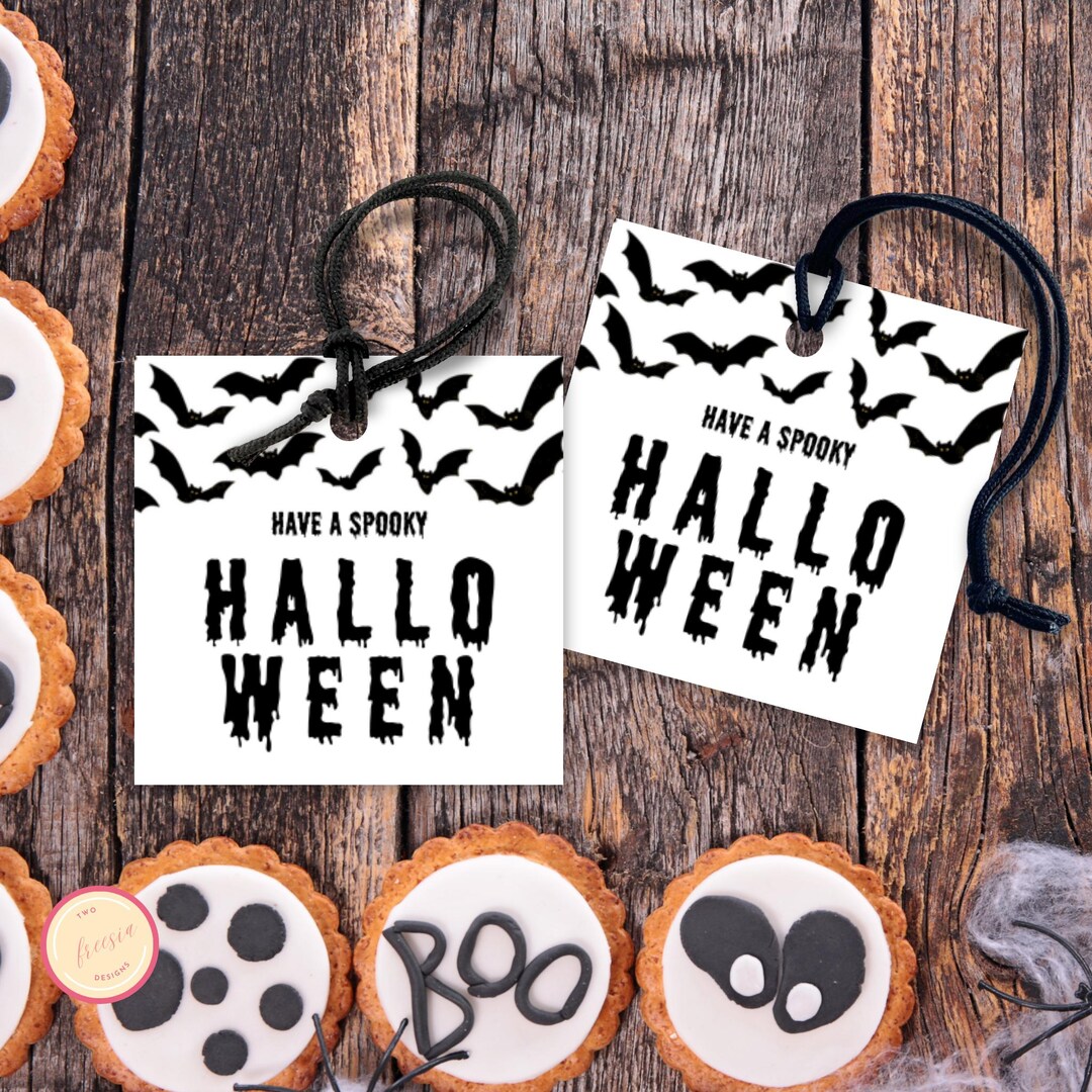 Have a Spooky Halloween Gift Tag Printable 3x3 Cookie Label Modern ...