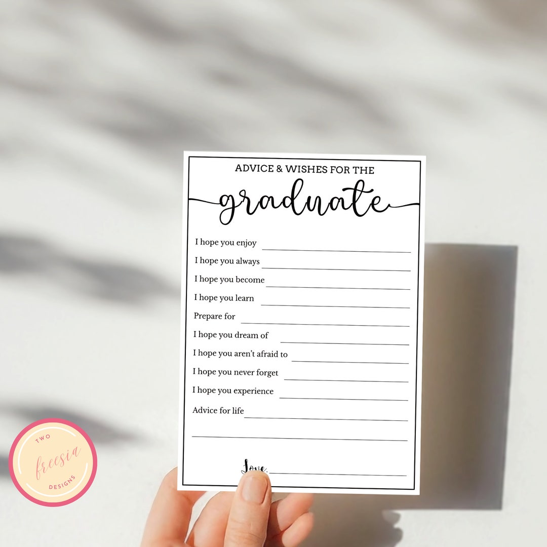 Graduation Advice and Wishes Card - Printable Modern Advice for the ...
