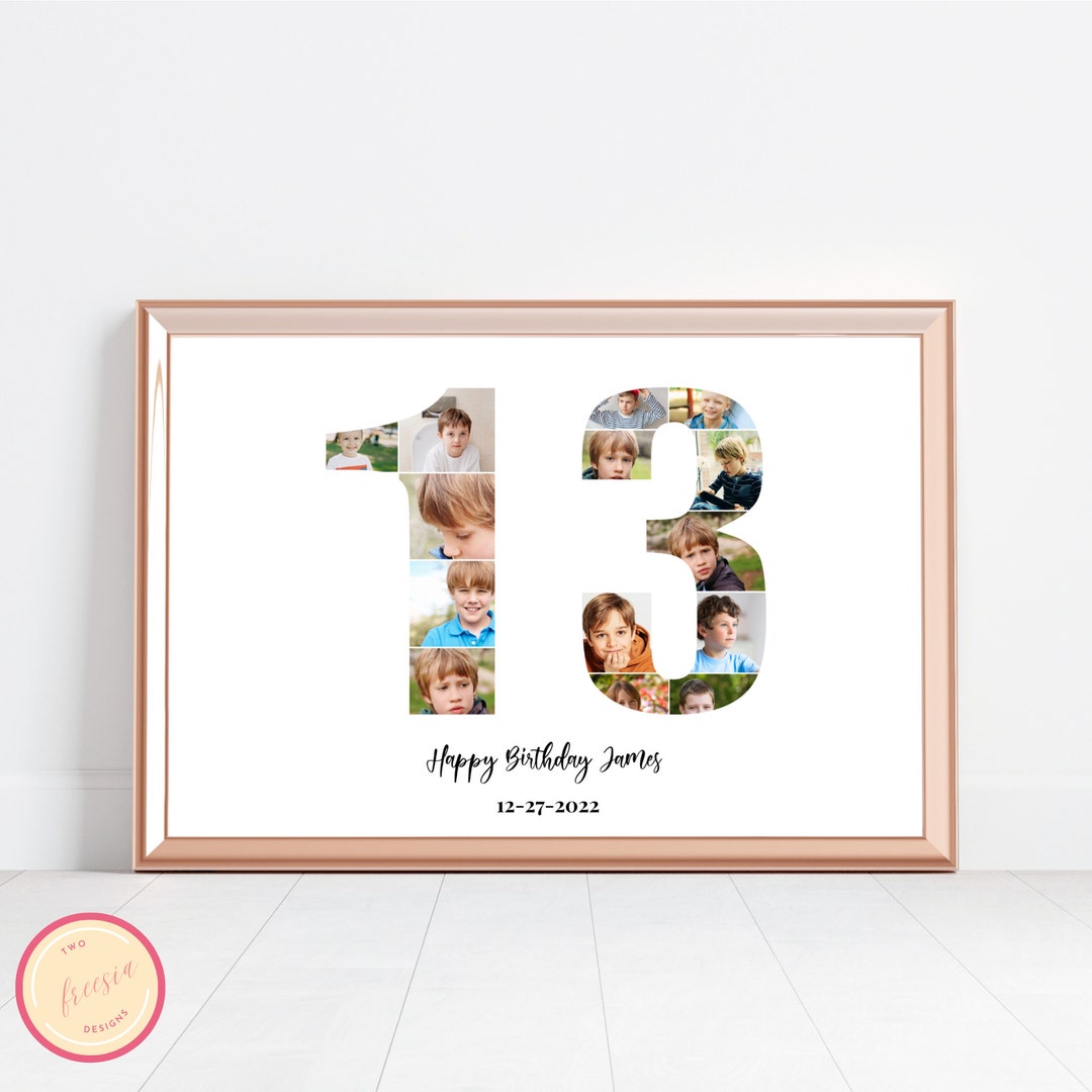 Editable Custom 13th Birthday Gift - Photo Collage - 13th Anniversary ...